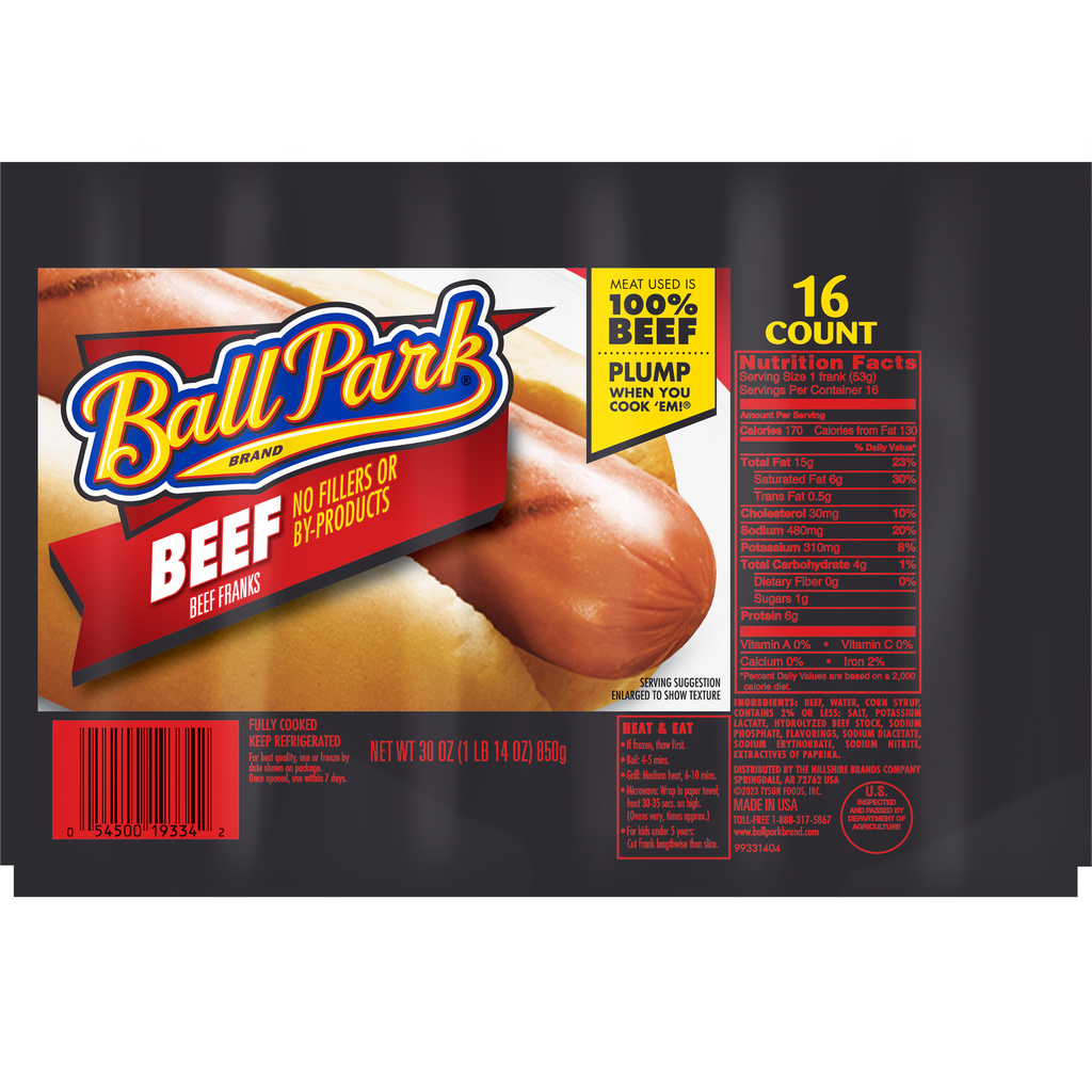 Ball Park Beef Hot Dogs, 16 Count-Hero