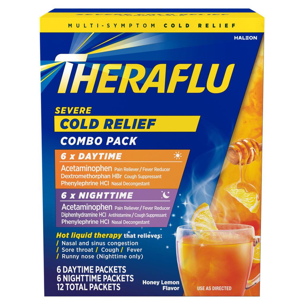 Theraflu Cold Relief, Severe, Multi-Symptom, Daytime/Nighttime, Honey ...