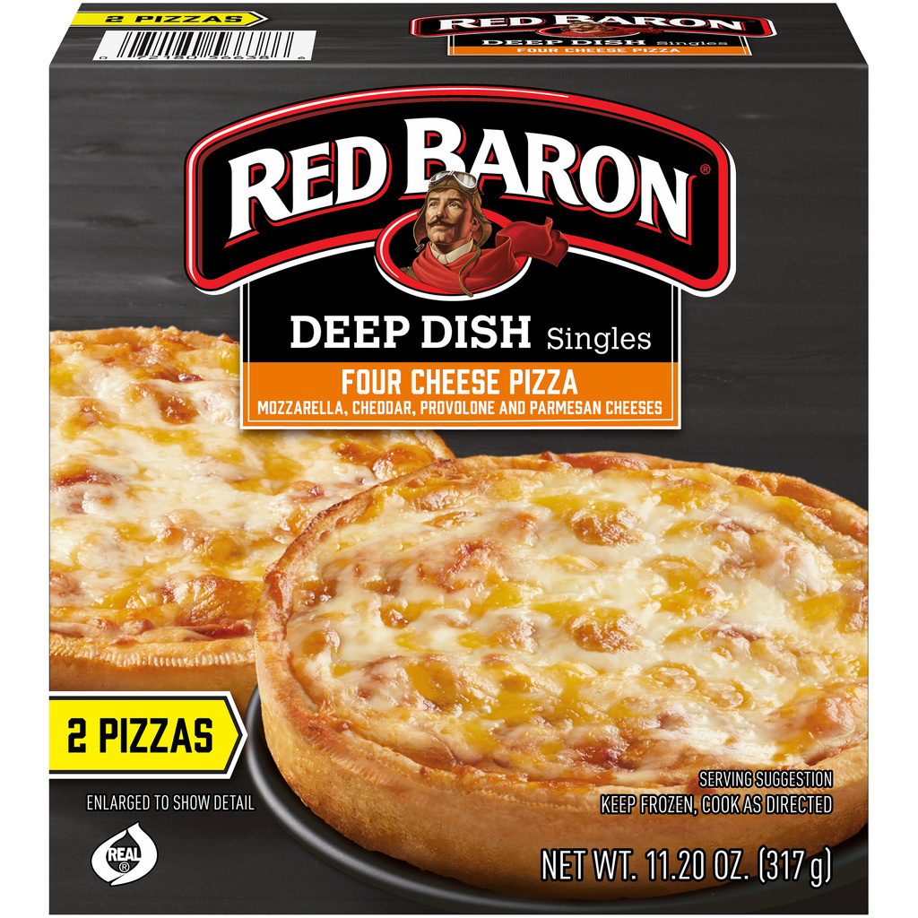 Red Baron Pizza, Four Cheese, Deep Dish, Singles-Hero