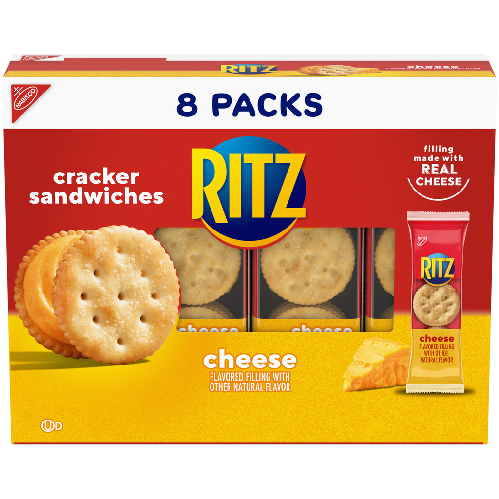 RITZ RITZ Cheese Sandwich Crackers, 8 Snack Packs (6 Crackers Per Pack ...