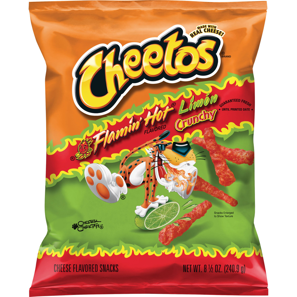 Cheetos Cheese Flavored Snacks, Flamin' Hot Limon Flavored, Crunchy-Hero