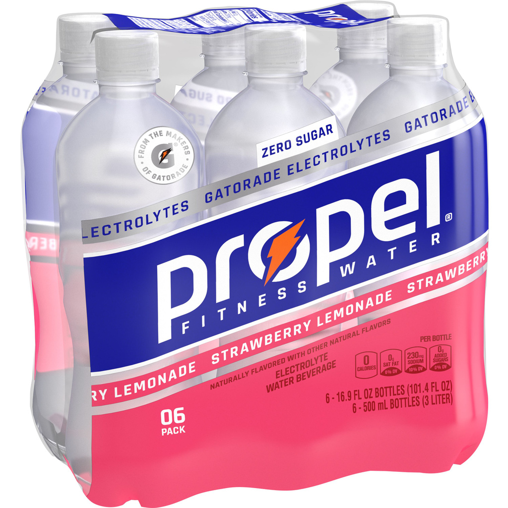 Propel Electrolyte Water Beverage, Zero Sugar, Strawberry Lemonade, 6 ...