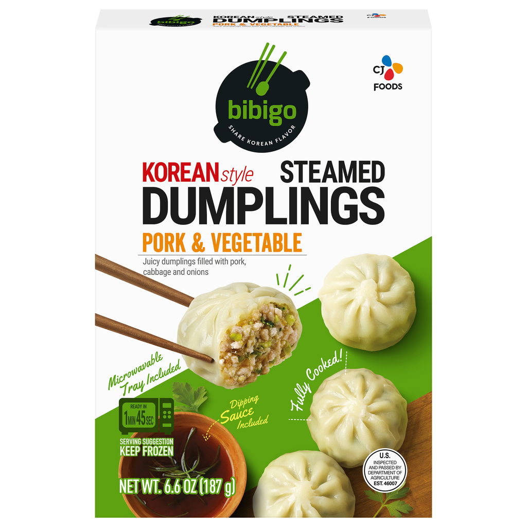 Bibigo Dumplings, Pork & Vegetable, Steamed-Hero