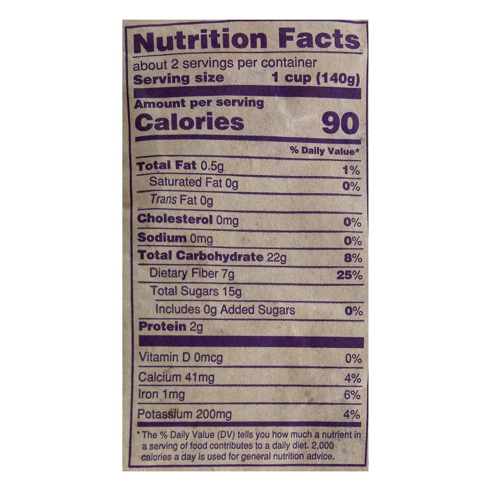 Blackberries Nutrition Label