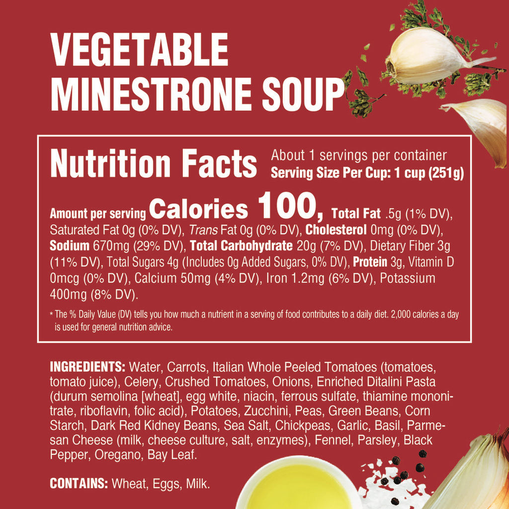 Rao's Soup, Slow Simmered, Vegetable Minestrone-Nutrition-Facts