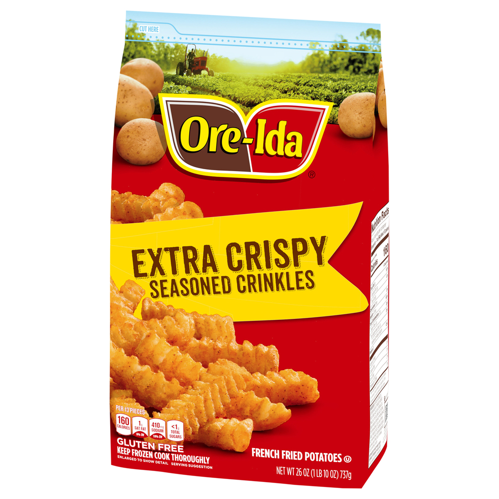 Ore-Ida French Fried Potatoes, Seasoned Crinkles, Extra Crispy-Front ...