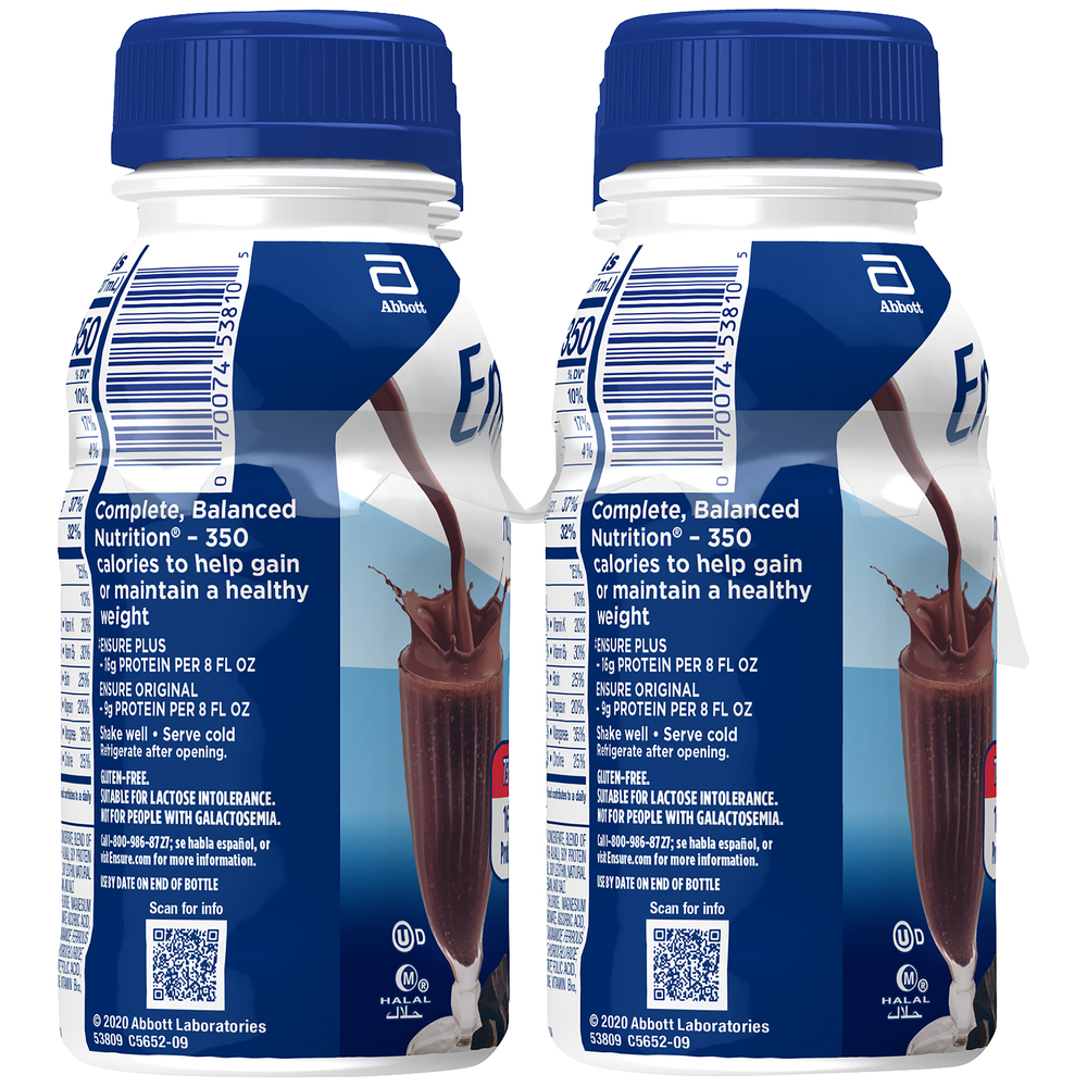Ensure Plus Plus Nutrition Shake Dark Chocolate Ready-to-Drink Bottles ...