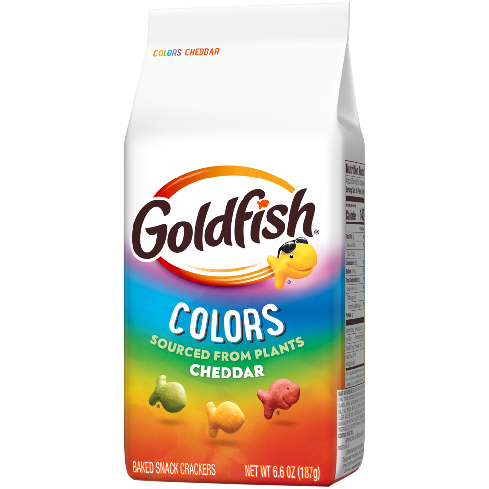 Goldfish Baked Snack Crackers, Cheddar, Colors-Front-Right-Elevated