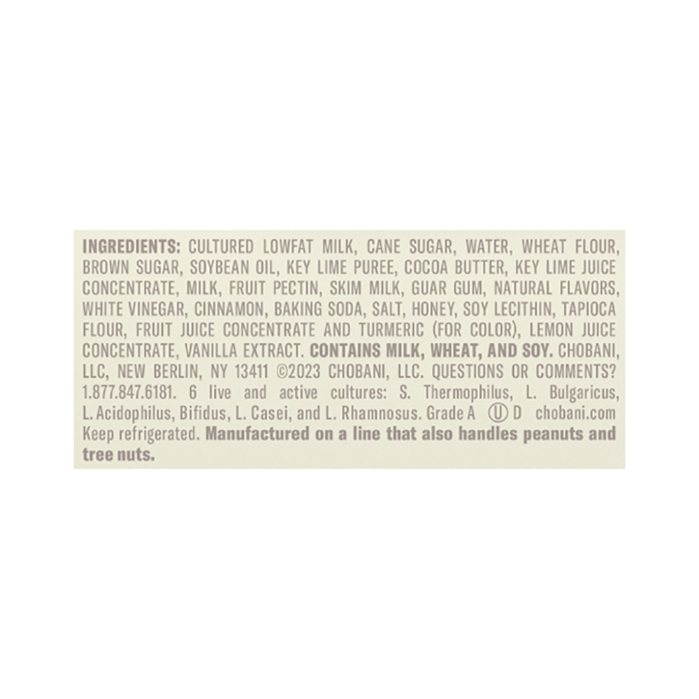 Chobani Flip Greek Yogurt, Key Lime Crumble, 4 Value Pack-Ingredients