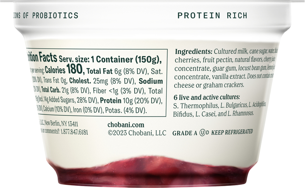Chobani Creations Yogurt, Greek, Cherry Cheesecake-Planogram-Back