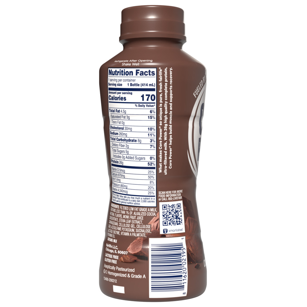 Core Power Protein Shake, Chocolate, 26G Bottle-Planogram-Left
