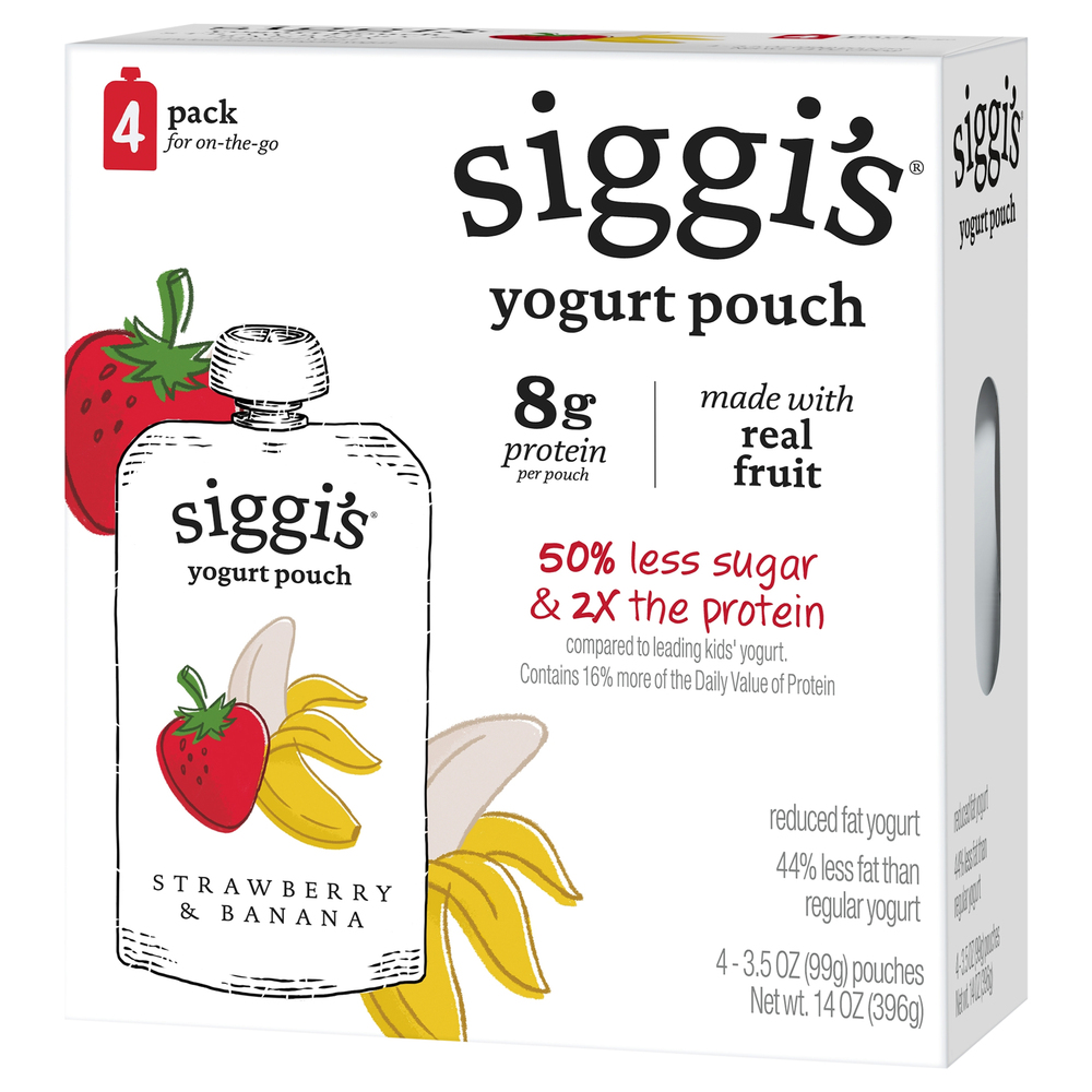 Siggi's Yogurt, Lowfat, Strawberry & Banana, 4 Pack-Front-Right-Elevated