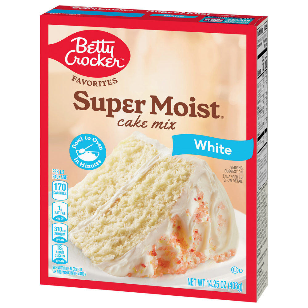 Betty Crocker Super Moist Cake Mix, White-Front-Right-Elevated