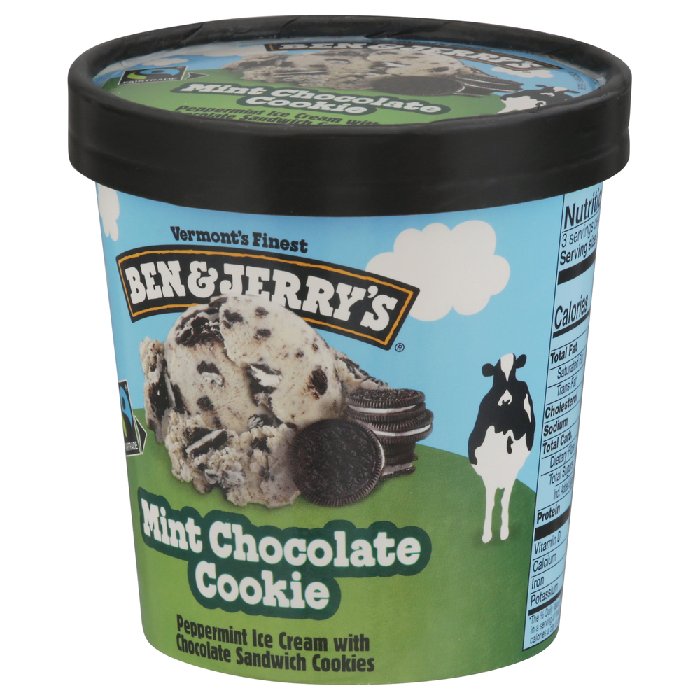 Ben & Jerry's Ice Cream, Mint Chocolate Cookie-Front-Right-Elevated