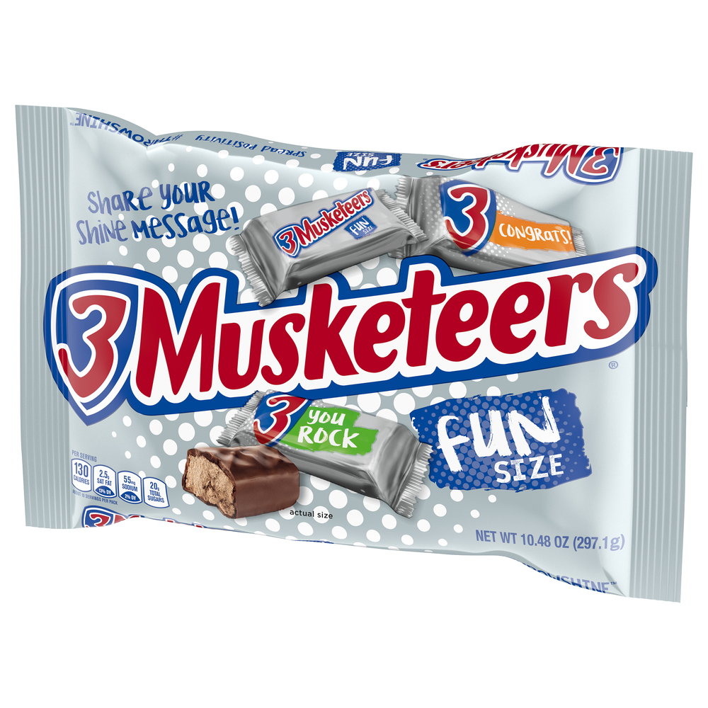3 Musketeers Candy, Fun Size-Front-Right-Elevated
