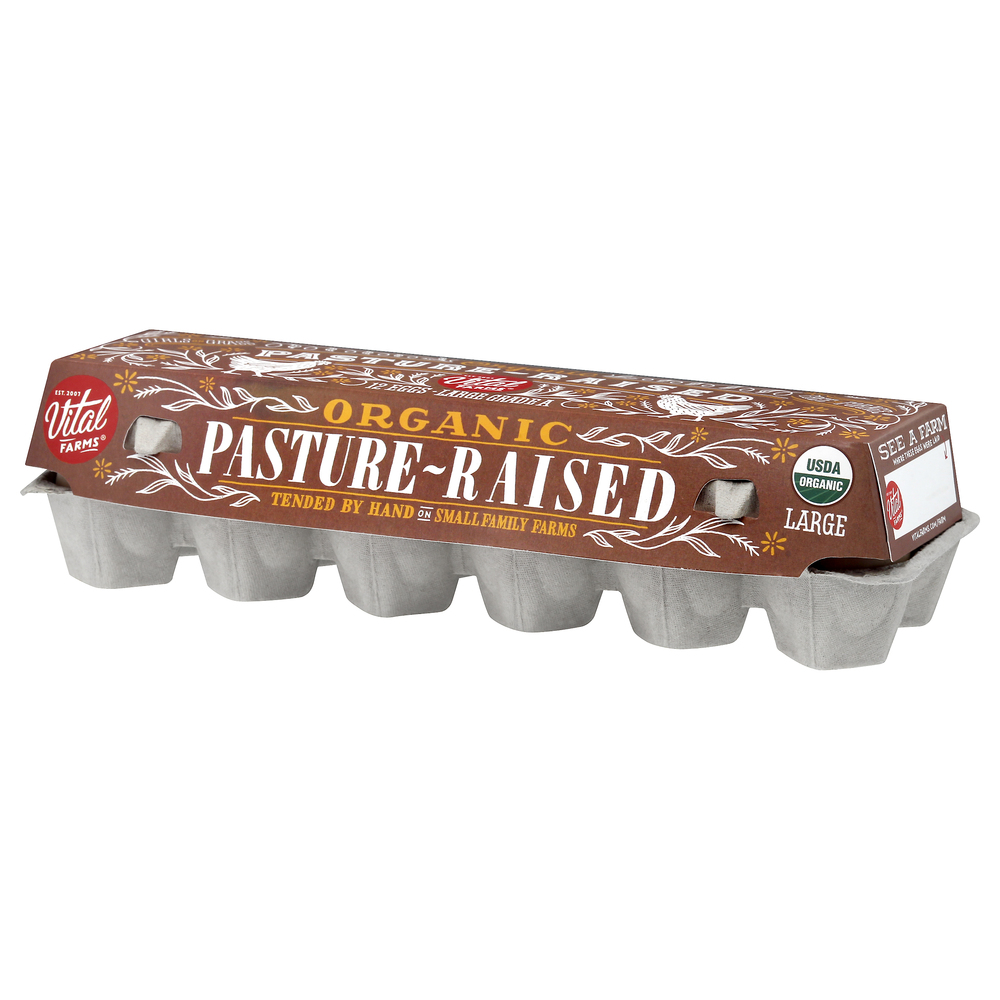 Vital Farms Eggs, Organic, Pasture-Raised, Large-Front-Right-Elevated