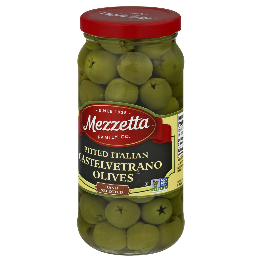 Mezzetta Olives, Castelvetrano, Pitted Italian-Front-Right-Elevated