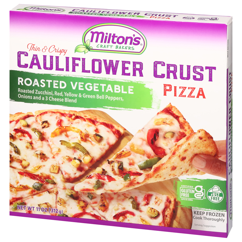 Milton's Pizza, Cauliflower Crust, Roasted Vegetable-Front-Right-Elevated