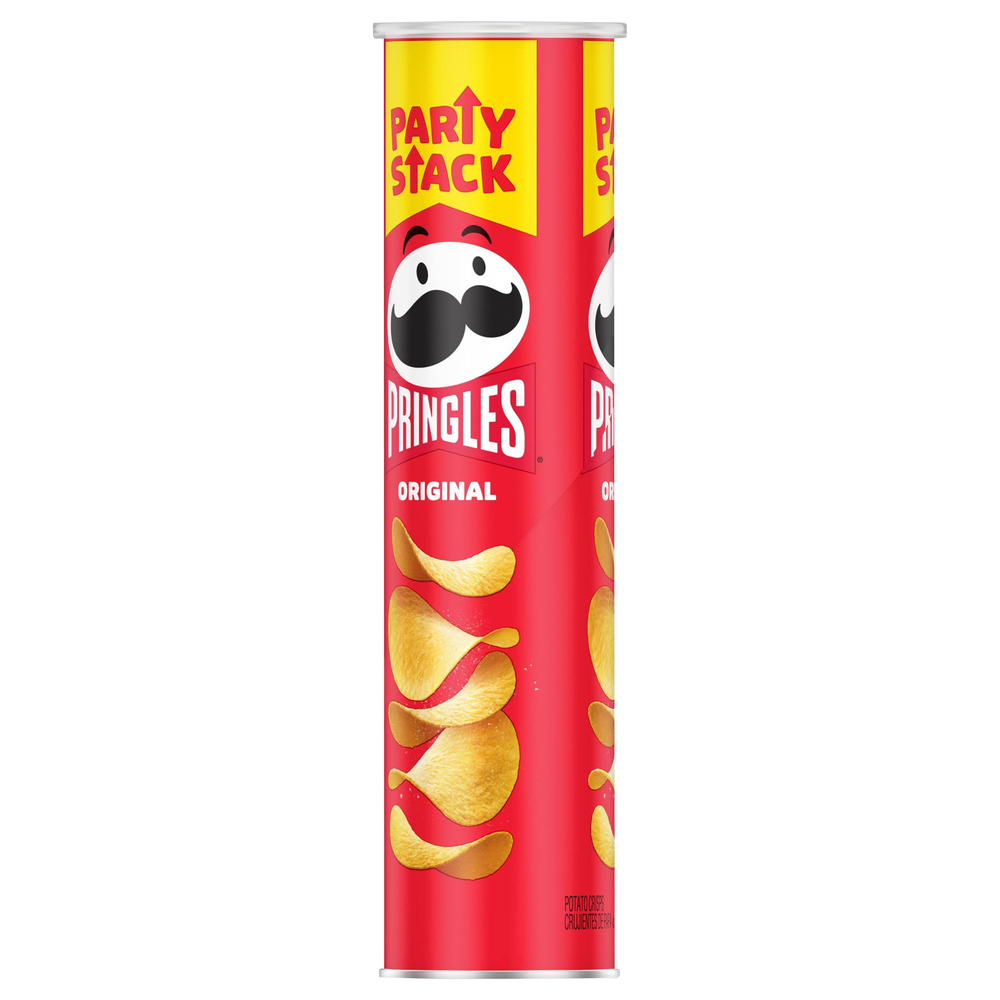 Pringles Potato Crisps, Original, Party Stack-Front-Right-Elevated