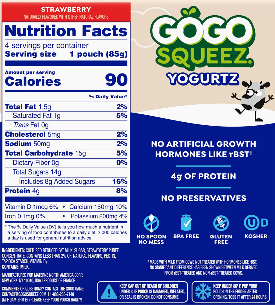 GoGo Squeez Yogurtz Yogurt On the Go, Low Fat, Strawberry-Planogram-Back