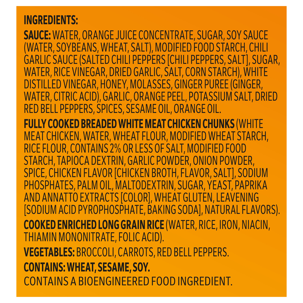 Lean Cuisine Protein Kick Orange Chicken-Ingredients