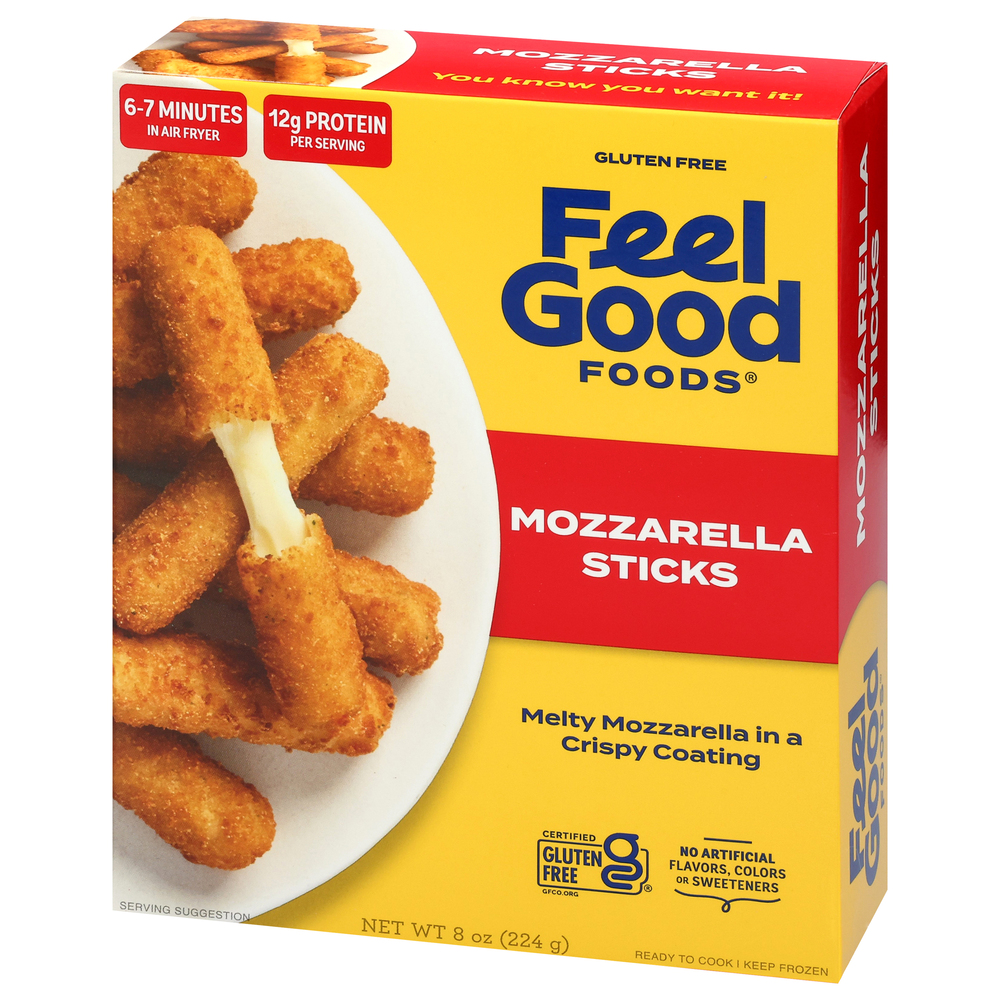 Feel Good Foods Mozzarella Sticks-Front-Right-Elevated