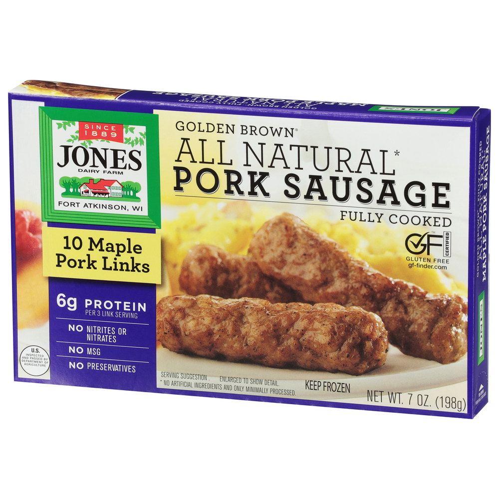 Jones Dairy Farm Pork Sausage Links, Maple, Golden Brown-Front-Right ...