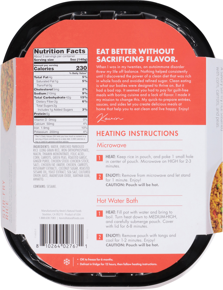 Kevin's Natural Foods Rice, Stir-Fry-Planogram-Back