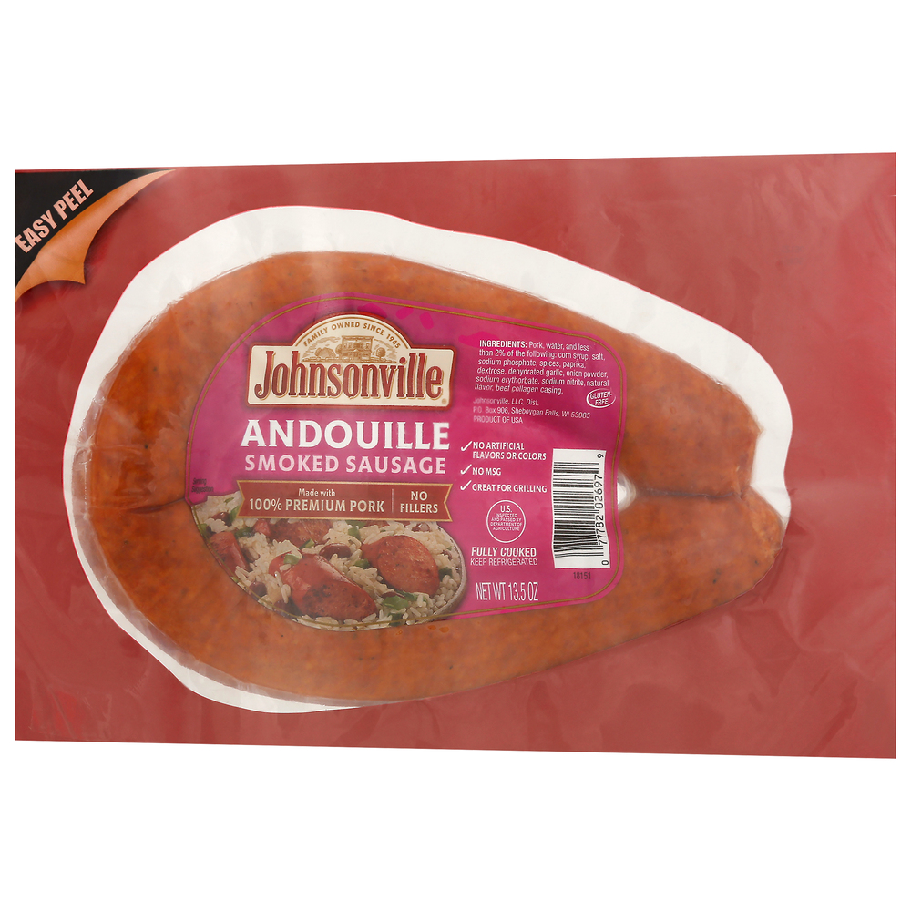 Johnsonville Sausage, Andouille, Smoked-Front-Right-Elevated