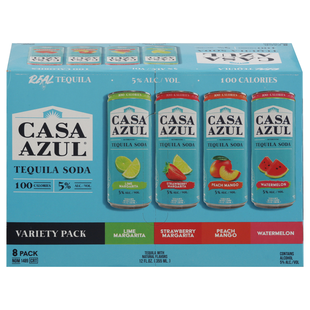 Casa Azul Tequila Soda, Variety Pack, 8 Pack-Main