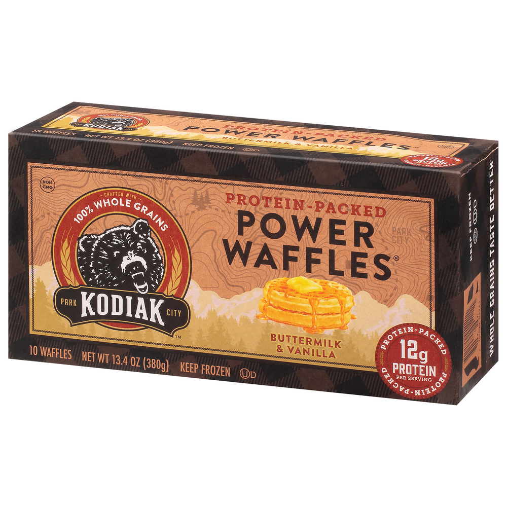 Kodiak Power Waffles, Buttermilk & Vanilla, Protein-Packed-Front-Right ...