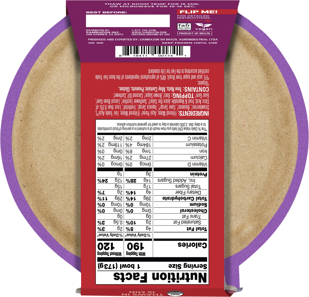 Sambazon Acai Bowl, Berry Bliss-Planogram-Back