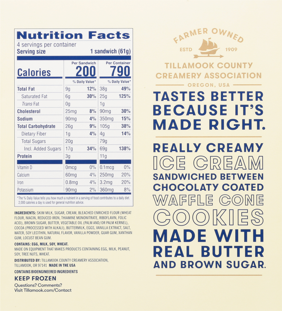 Tillamook Ice Cream Sandwiches, Vanilla Bean-Planogram-Back