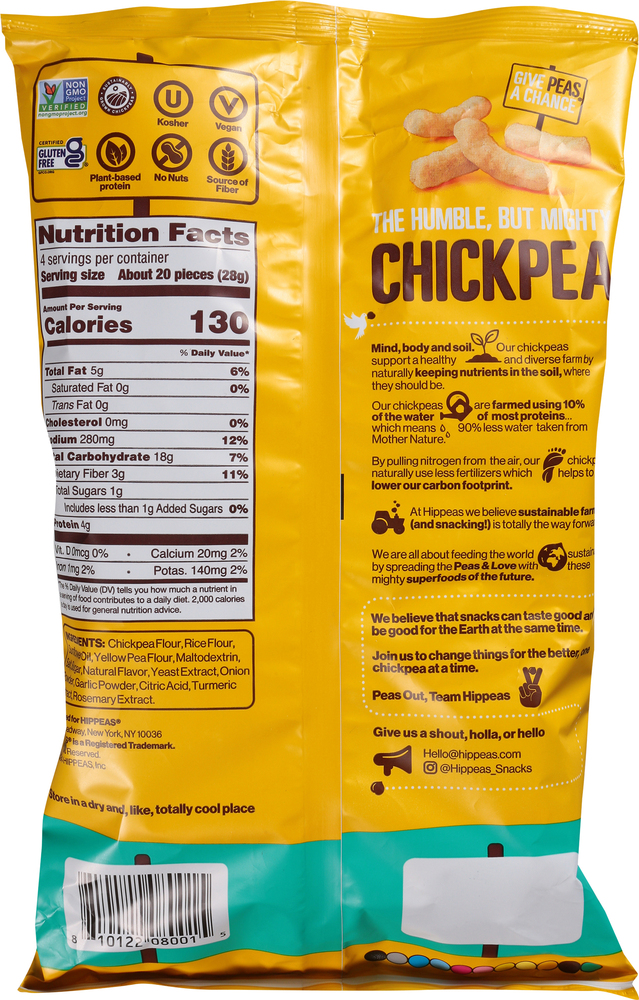 Hippeas Chickpea Puffs, Vegan White Cheddar Flavored-Planogram-Back