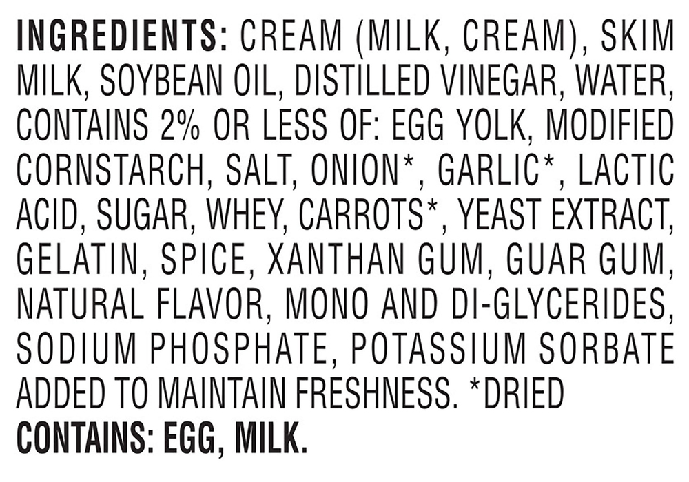 Marzetti Veggie Dip Singles, Ranch, Snack Size-Ingredients