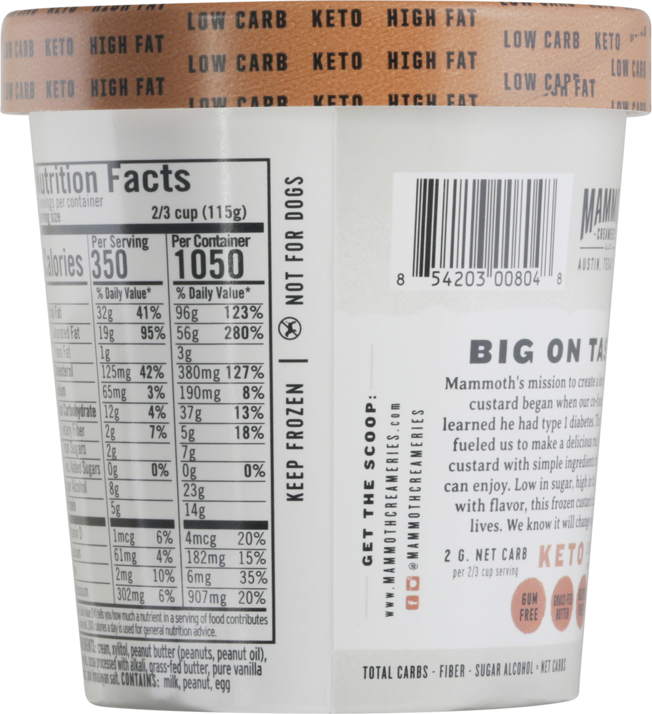 Mammoth Creameries Frozen Custard, Chocolate Peanut Butter-Planogram-Back