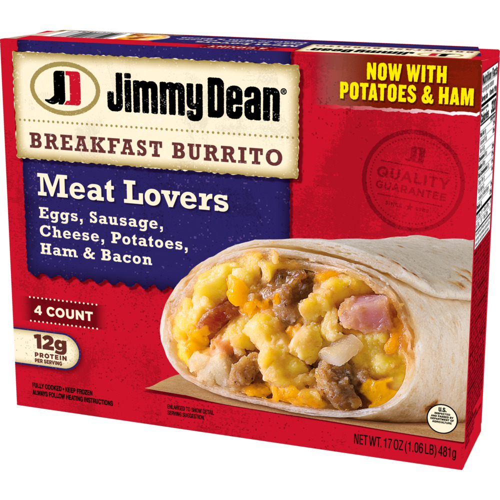 Jimmy Dean Jimmy Dean Breakfast Burritos Meat Lovers, Frozen, 4 Count ...