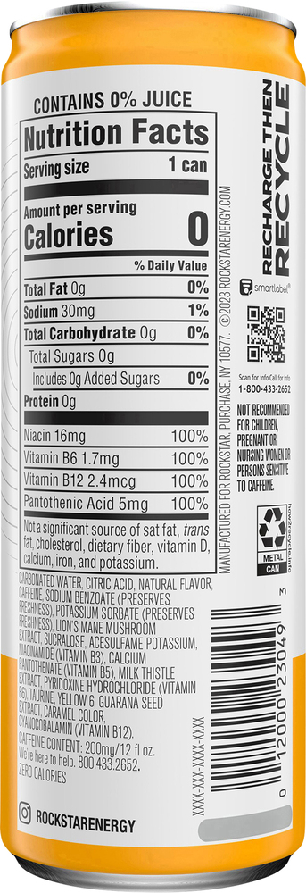 Rockstar Lemonade Nutrition Facts Rockstar Focus Zero Sugar Energy