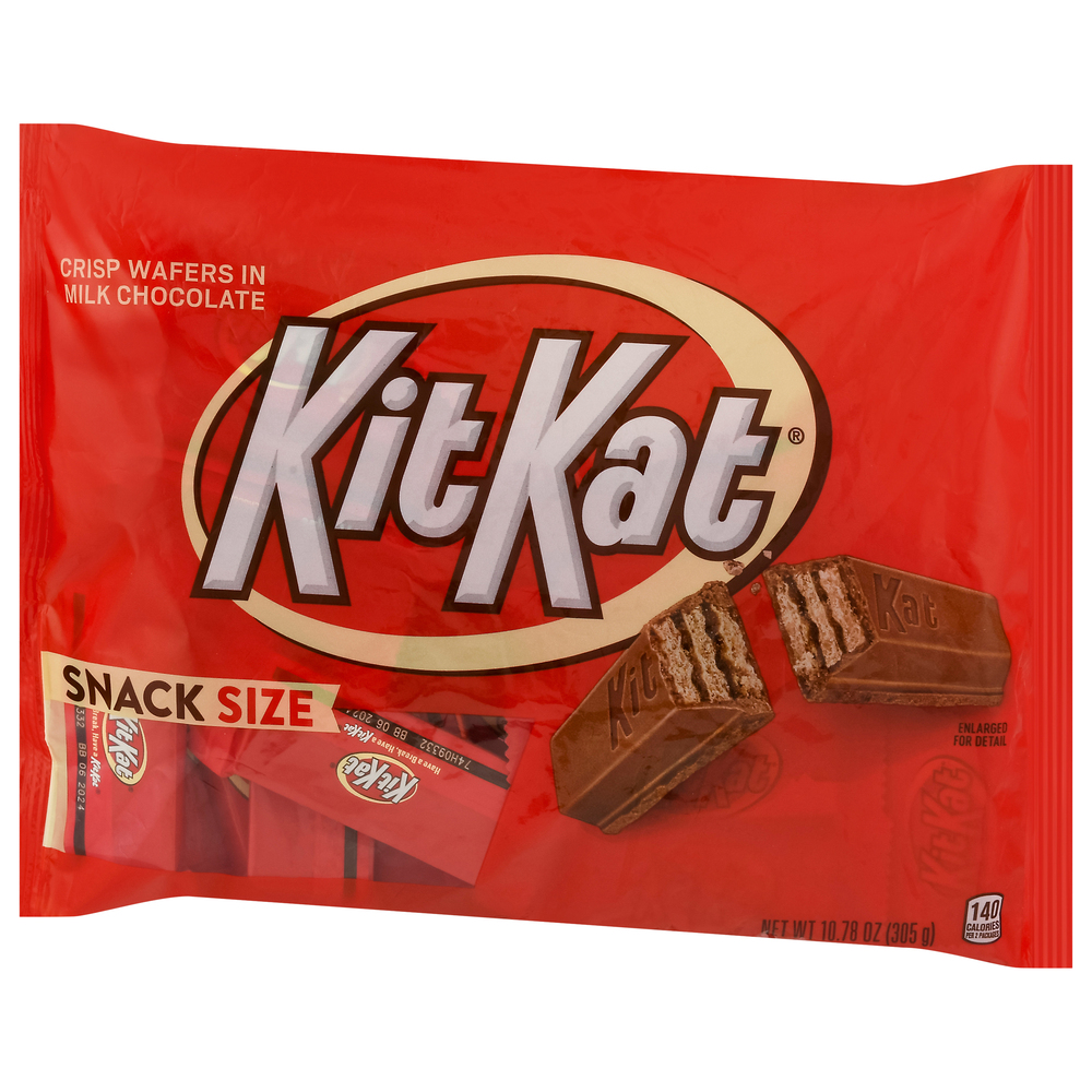 Kit Kat Milk Chocolate, Snack Size-Front-Right-Elevated