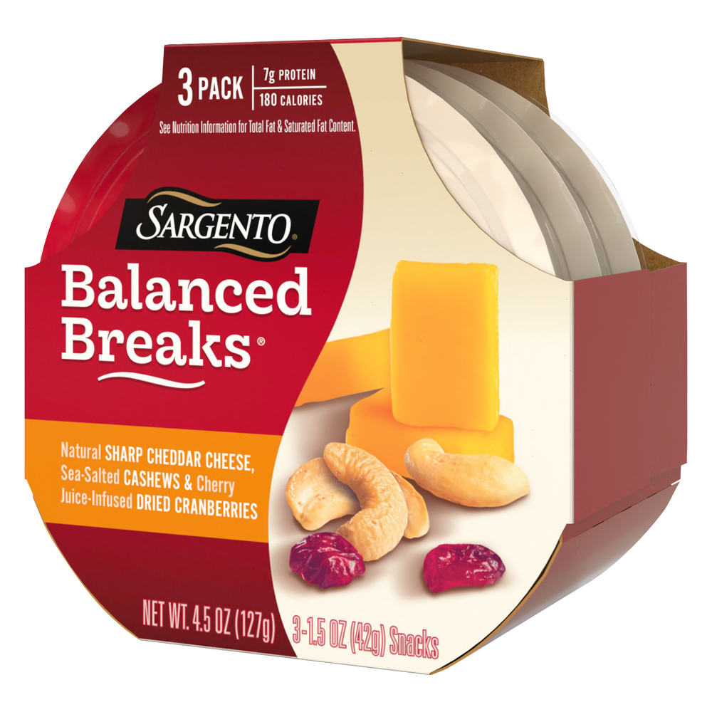 Sargento Balanced Breaks, Sharp Cheddar/Cashews/Cranberries, 3 Pack ...