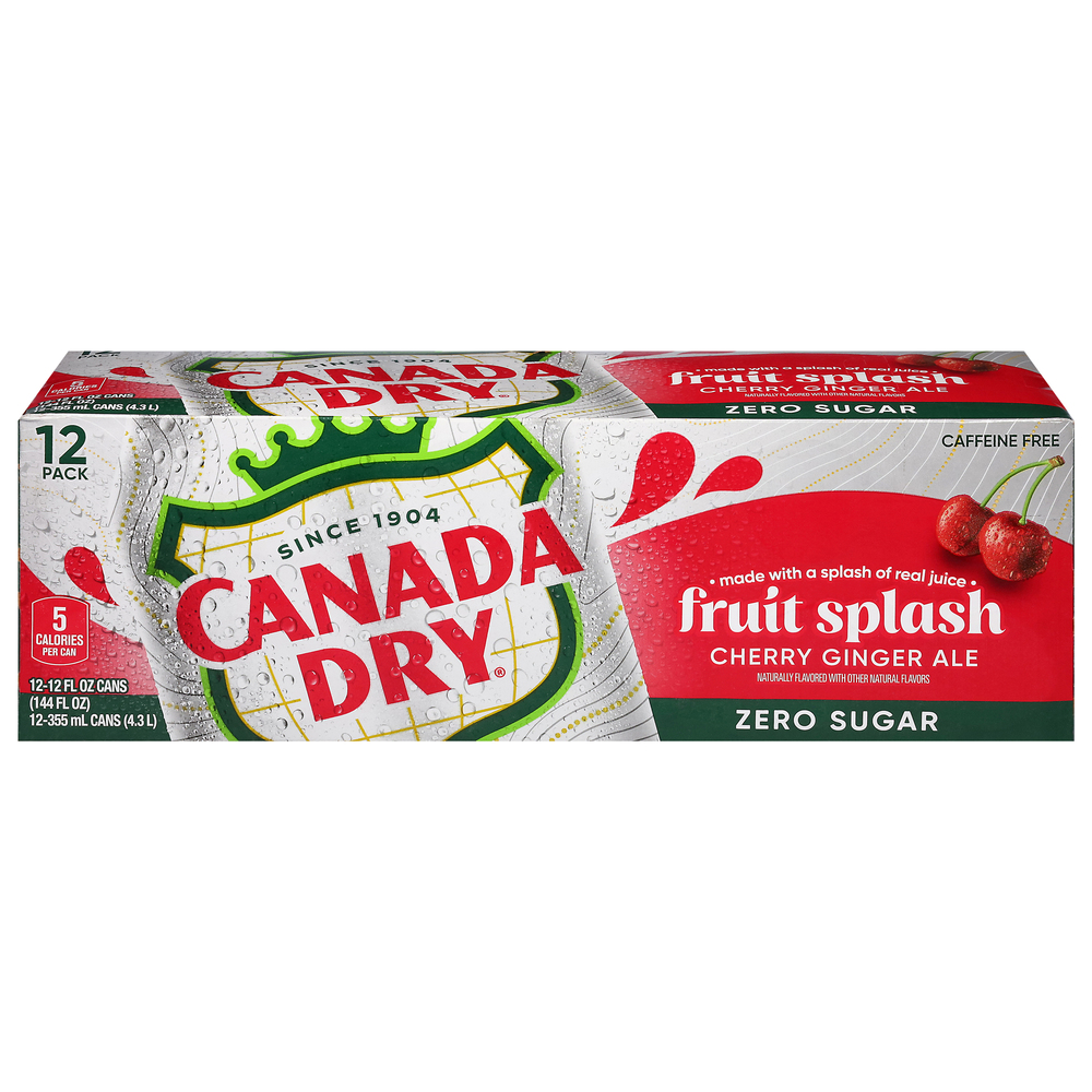 Canada Dry Fruit Splash, Cherry Ginger Ale, Zero Sugar, Caffeine Free ...
