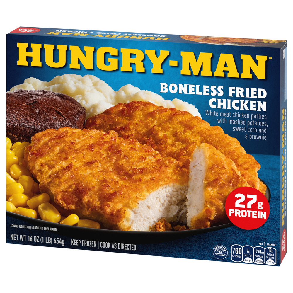 Hungry-Man Chicken, Boneless, Fried-Front-Right-Elevated