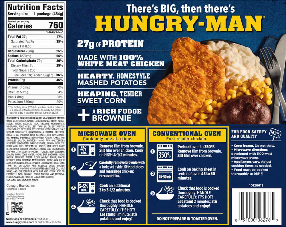 Hungry-Man Chicken, Boneless, Fried-Planogram-Back