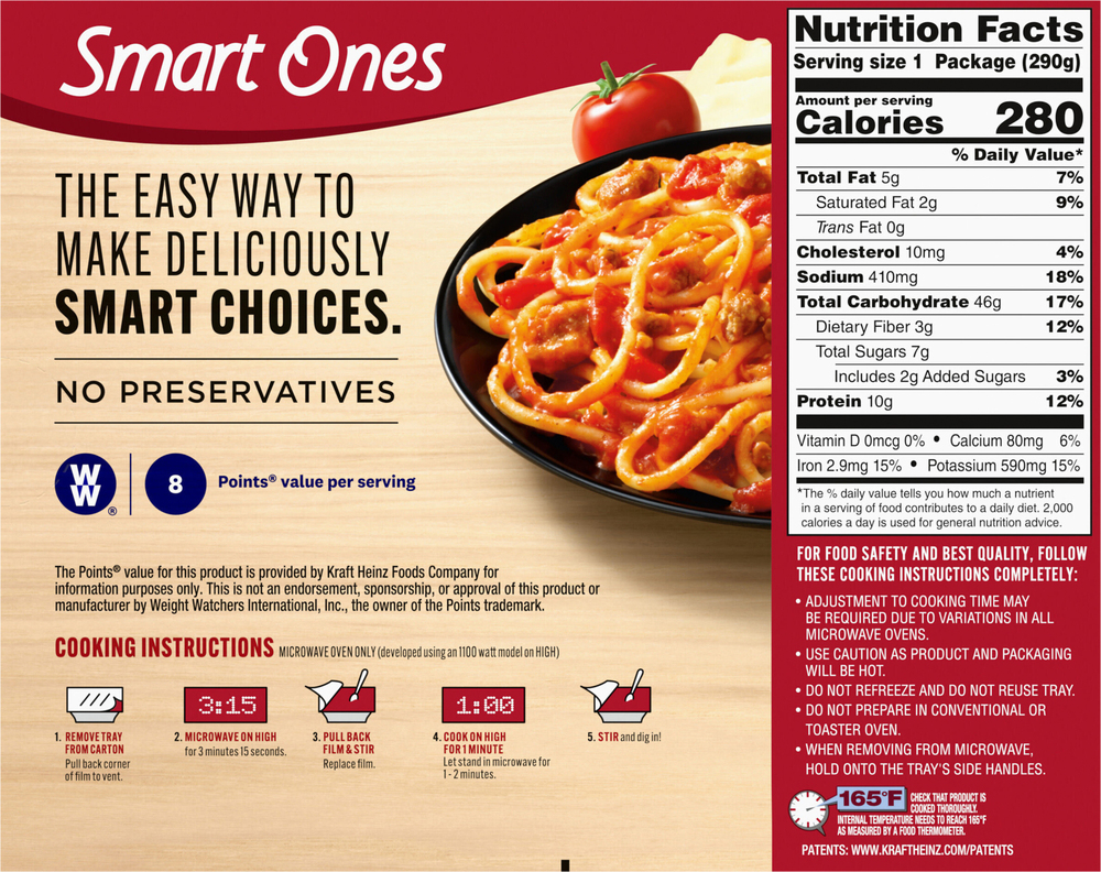 Smart One Spaghetti, With Meat Sauce-Planogram-Back