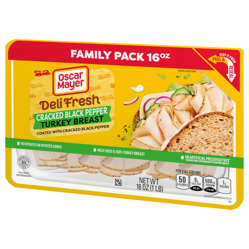 Oscar Mayer Deli Fresh Turkey Breast, Cracked Black Pepper, Family Pack ...