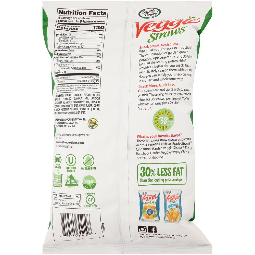 Sensible Portions Garden Veggie Straws Sea Salt Vegetable & Potato ...