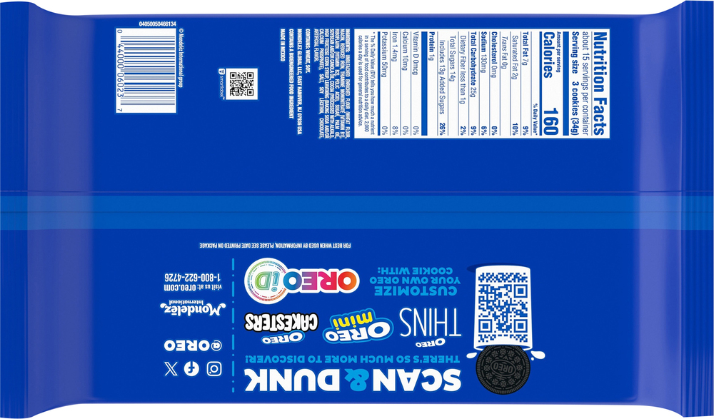 Oreo Sandwich Cookies, Chocolate, Family Size-Planogram-Back