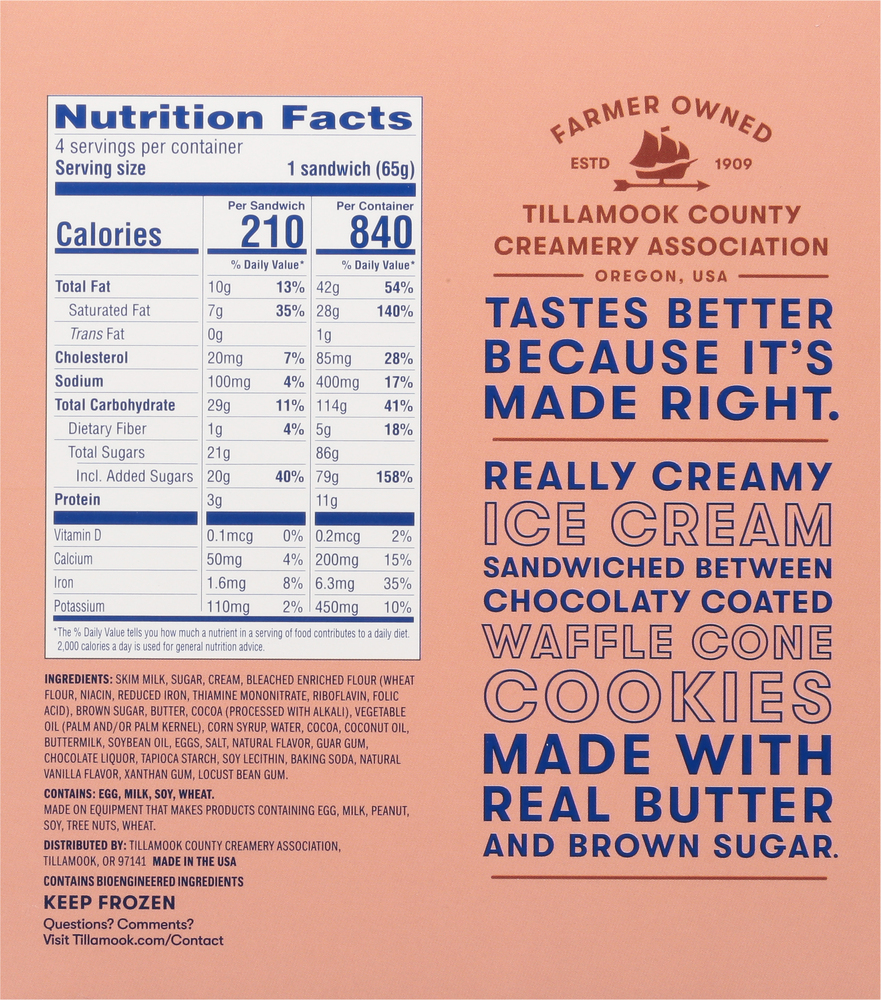 Tillamook Ice Cream Sandwiches, Chocolate Mudslide-Planogram-Back