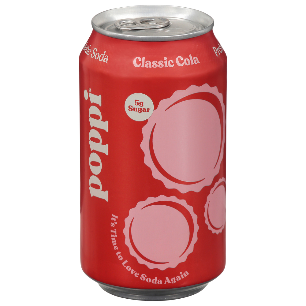 Poppi Prebiotic Soda, Classic Cola-Front-Right-Elevated