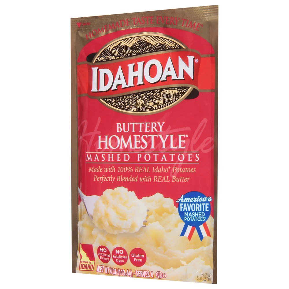 Idahoan Mashed Potatoes, Buttery Homestyle-Front-Right-Elevated
